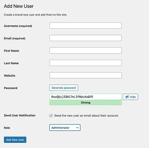 How To Add a New Wordpress User